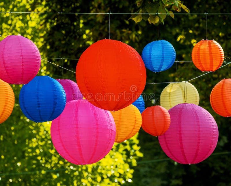 Party with Colourful Lampions Stock Image - Image of multicolored, glow ...