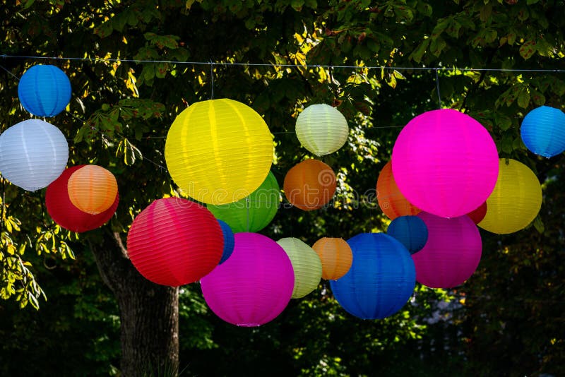 Party with Colourful Lampions Stock Image - Image of colorful, glow ...