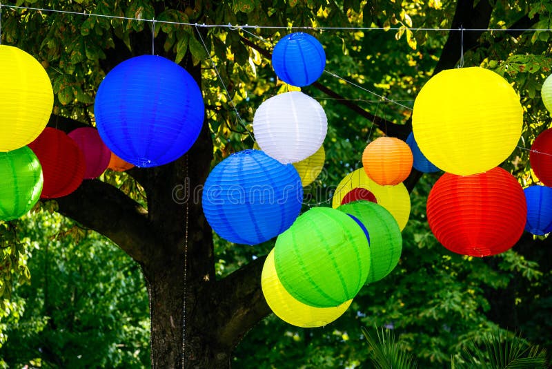 Party with Colourful Lampions Stock Image - Image of multicolored ...