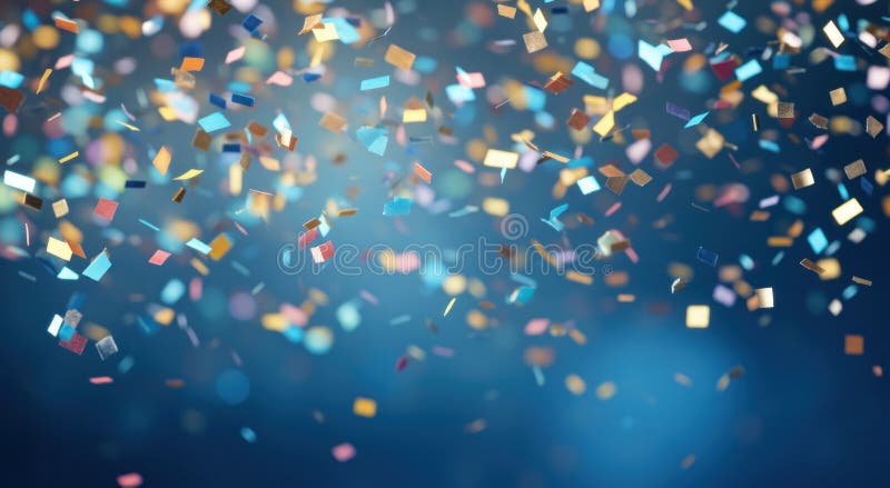 Party Confetti in a Blue Background Stock Image - Image of colors ...