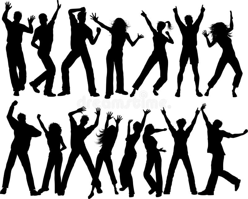 Dancing party silhouettes stock vector. Illustration of carefree - 5925385