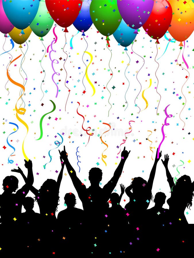 Party crowd with balloons stock vector. Illustration of young - 8606348