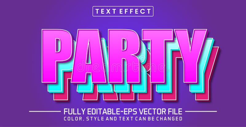 Party 3d Text Editable Style Effect Stock Illustration - Illustration ...