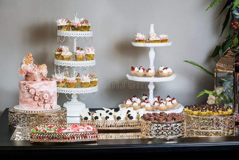 Party Decorations; Candy Table, Table with Various Sweets and Cakes ...