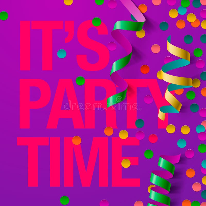 Party Design Template with Streamers and Confetti Stock Vector ...