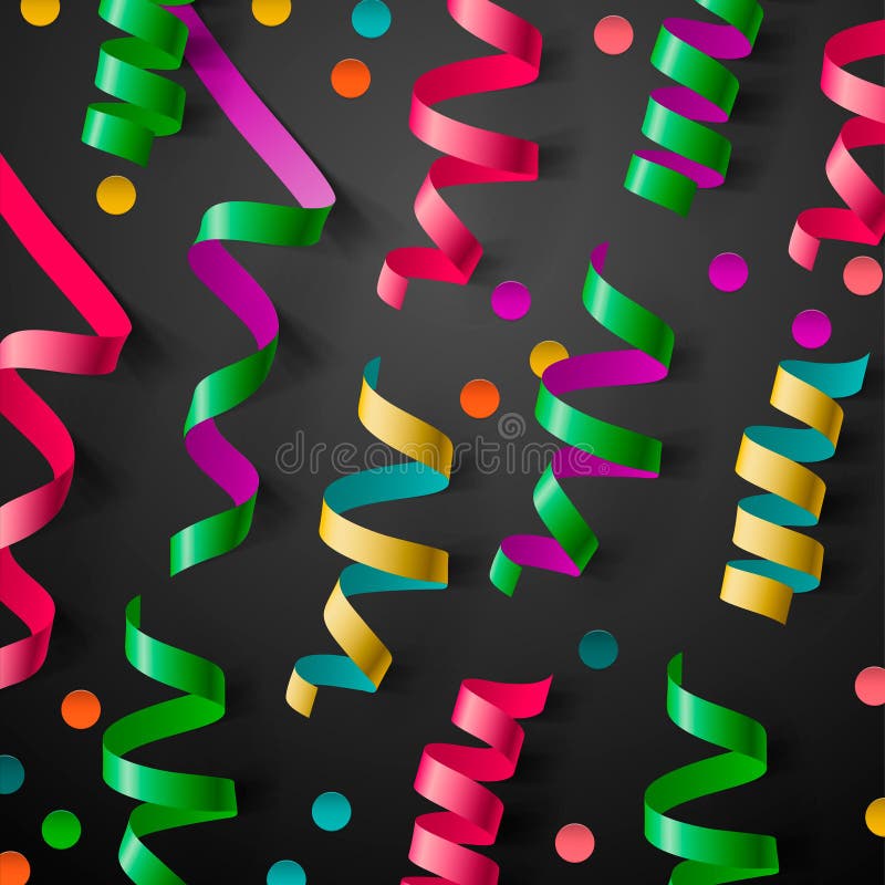 Party Design Template with Streamers and Confetti Stock Vector ...