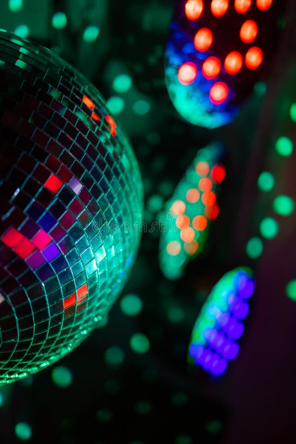 Party Disco Mirror Ball Reflecting Purple Lights. Stock Image - Image ...