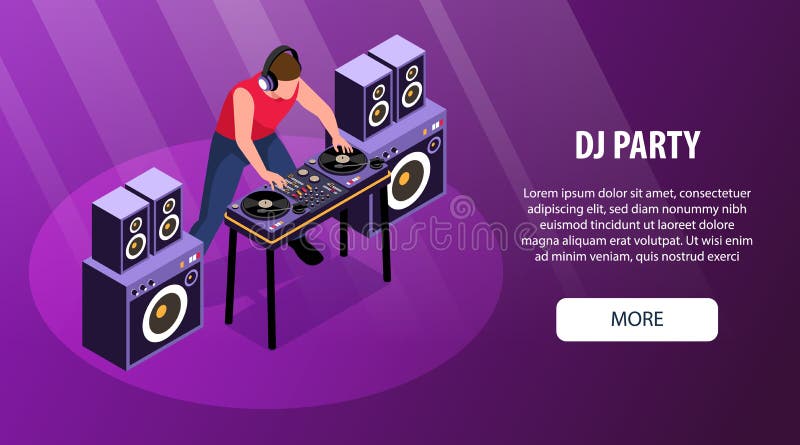 Party DJ Horizontal Banner stock vector. Illustration of musical ...