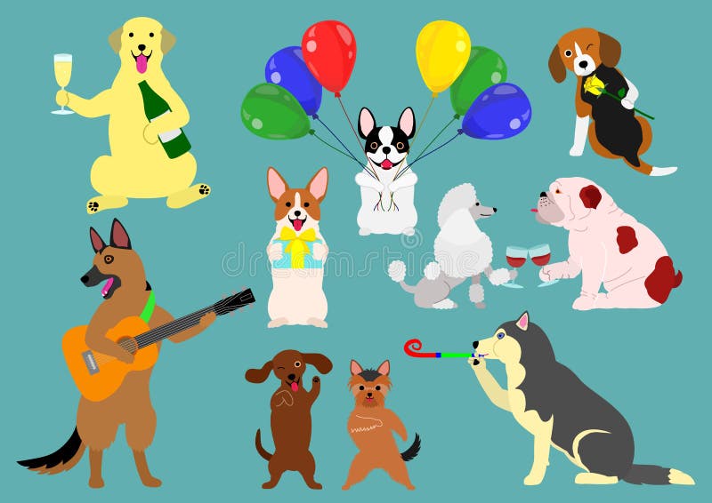 Party dogs line art stock vector. Illustration of coloring - 103055733