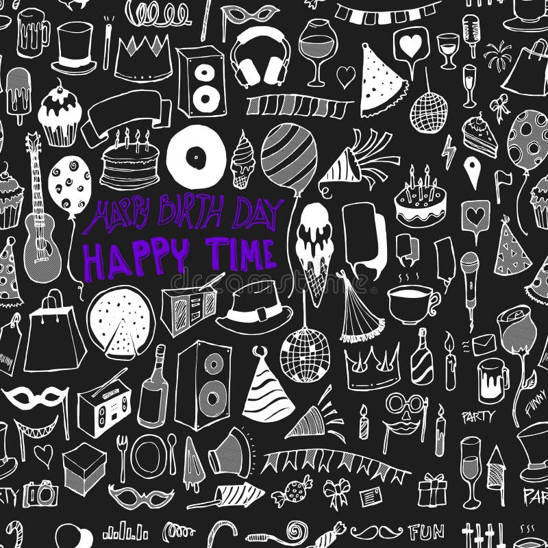 Party Doodle Seamless Background Seamless Pattern. Drawing Illustration ...
