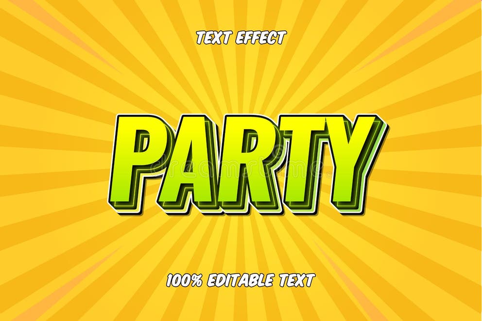 Party Editable Text Effect Green Yellow Color Stock Vector ...