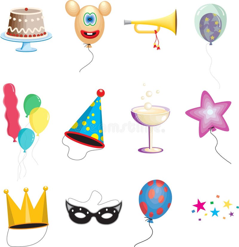 Birthday set stock vector. Illustration of horn, elements - 11539026