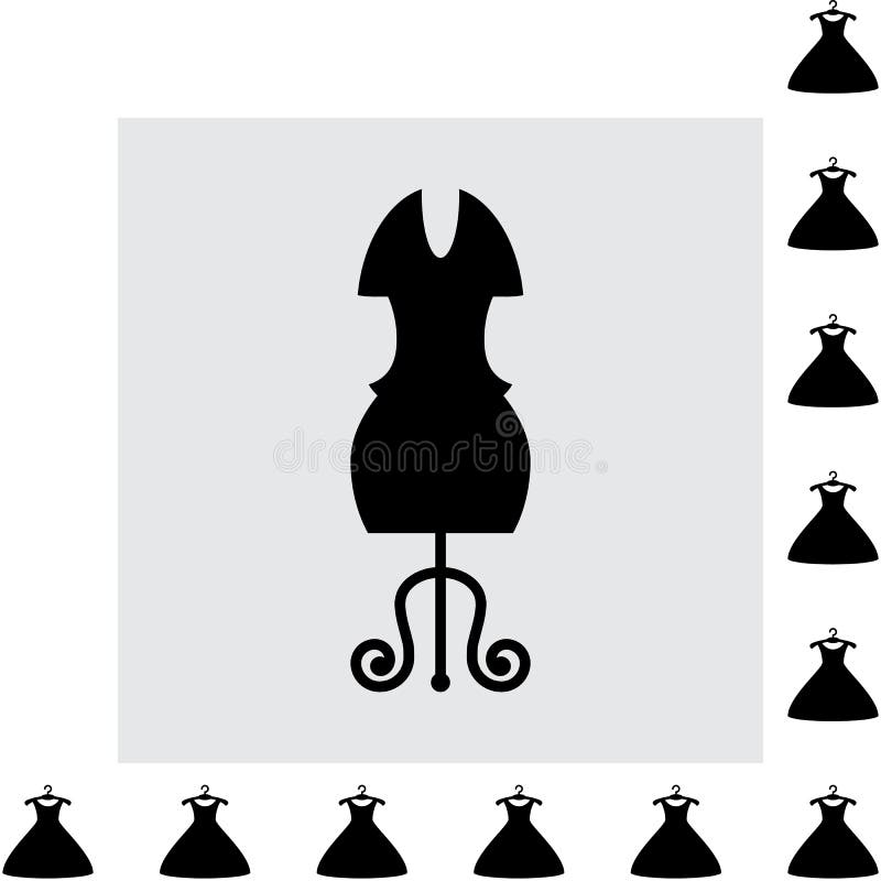 Party Fashion Dress Icon Or Silhouette With Clothes Hanger Isolated