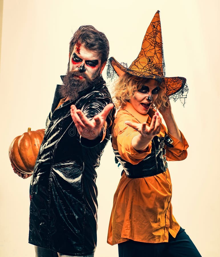 Party and Festivals on Halloween. Halloween Party Couple. Stock Photo ...