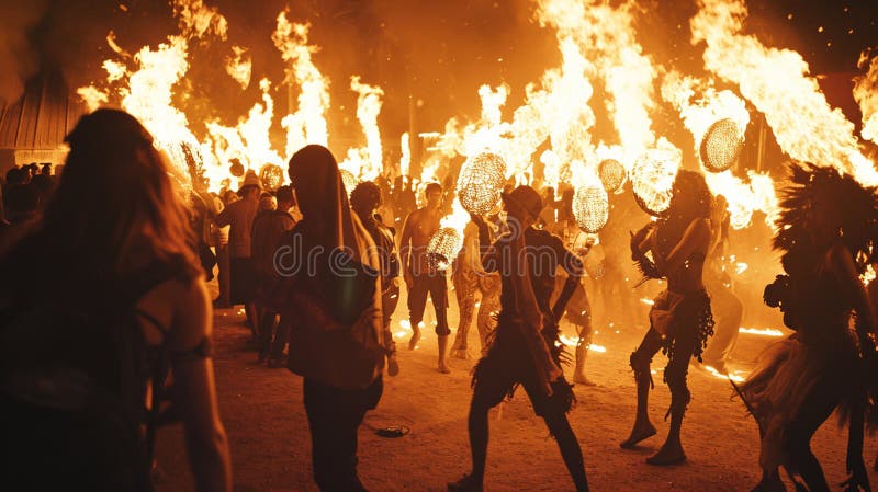 This Party on Fire Festival . Generative Ai Stock Illustration ...