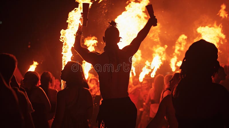 This Party on Fire Festival . Generative Ai Stock Illustration ...