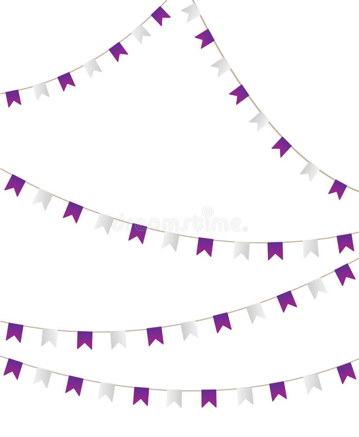 Purple and White Party Flag Set, Vector Illustration Stock Vector ...