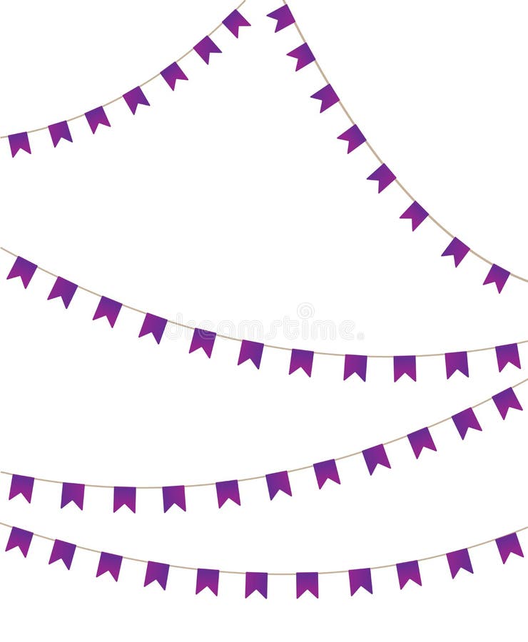 Purple Simple Party Flag Set, Vector Illustration Stock Vector ...