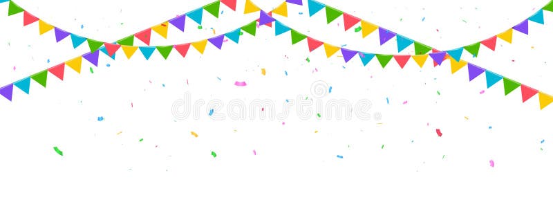 Party Flags with Confetti. Celebration Banner Event Stock Vector ...