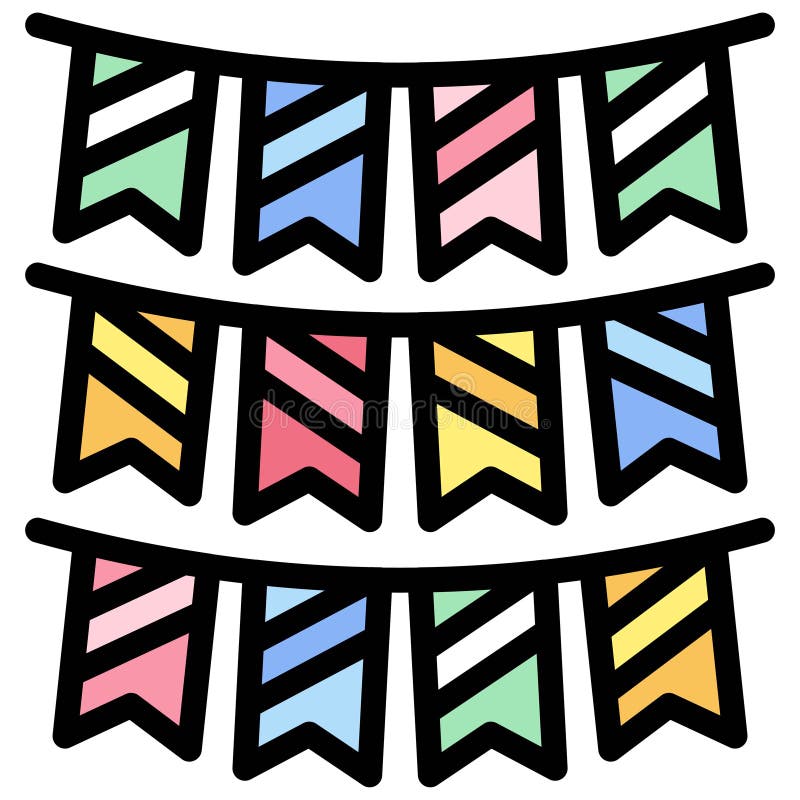 Party Flags Icon, Birthday Party Related Vector Illustration Stock ...