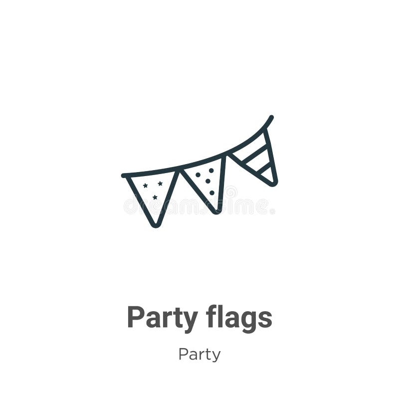Party Flags Outline Vector Icon. Thin Line Black Party Flags Icon, Flat ...