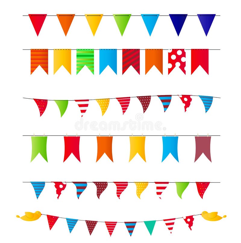 Party Flags Set Vector Illustration Stock Vector - Illustration of flag ...