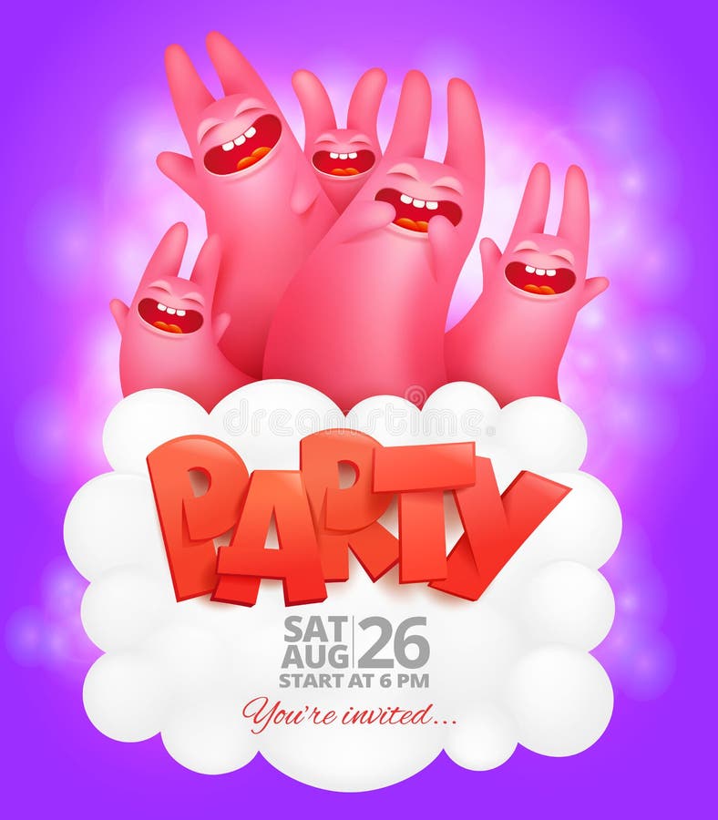 Party Flyer Template with Dancing Pink Rabbits Stock Illustration ...