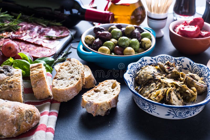 Party food, spanish tapas stock photo. Image of horizontal - 62452254