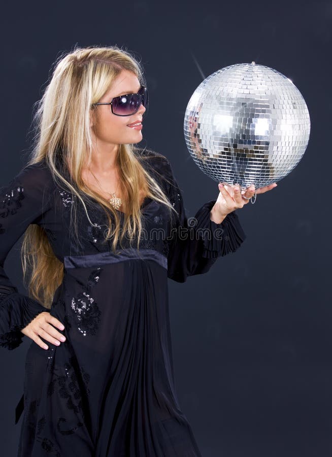 Party girl with disco ball stock image. Image of hair - 10333039