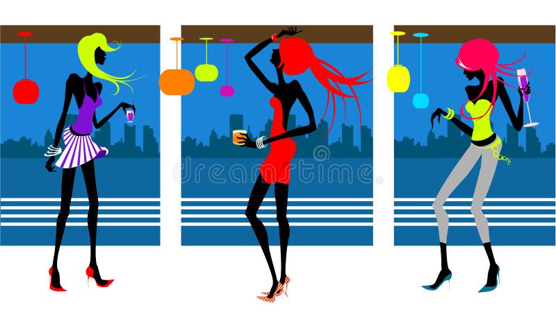 Party girls vector stock vector. Illustration of festival - 6919791
