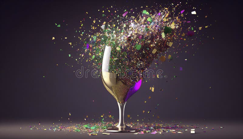 Party Glass Confetti Explosion. Generative AI Stock Illustration ...