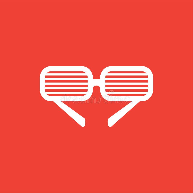 Party Glasses Icon on Red Background. Red Flat Style Vector ...