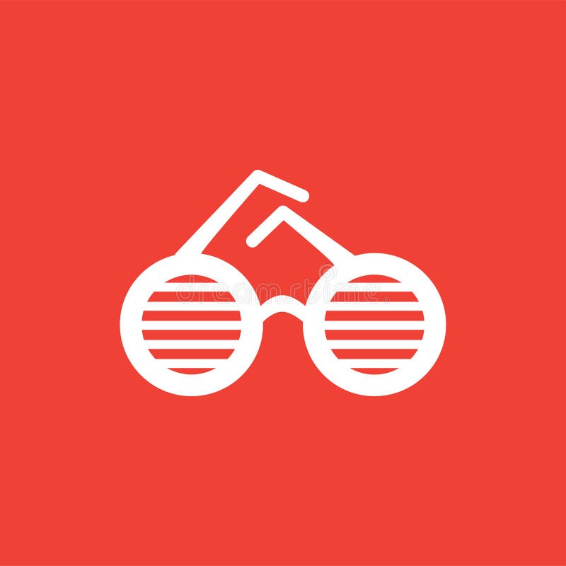 Party Glasses Icon on Red Background. Red Flat Style Vector ...