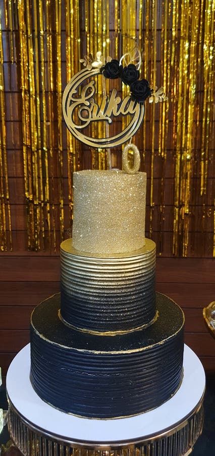 Party Golden cake stock photo. Image of metal, iron - 260045210