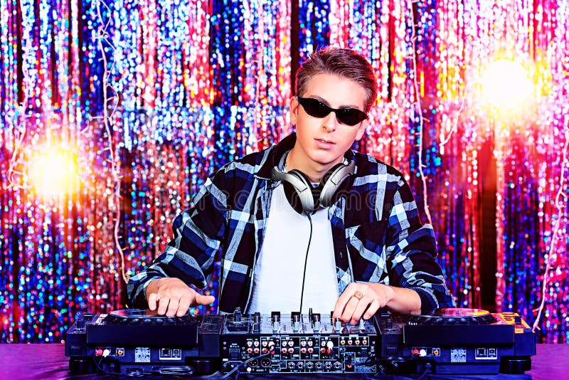 Cool dj man stock image. Image of music, party, disc - 28344587