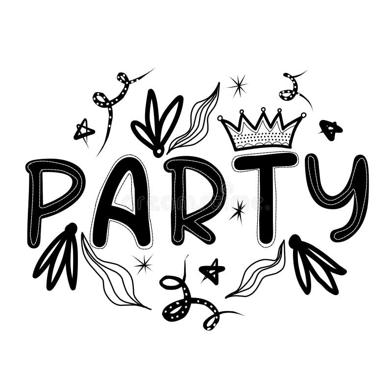 Party Hand Drawing with Doodle Style Elements Stock Vector ...
