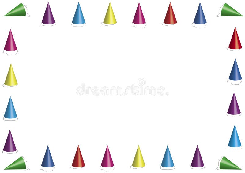 Party Hat Border Horizontal Stock Illustration - Illustration of banner ...