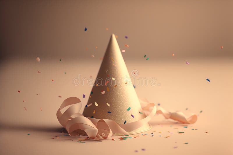 Party Hat, Confetti and Streamers, Generative AI Stock Illustration ...