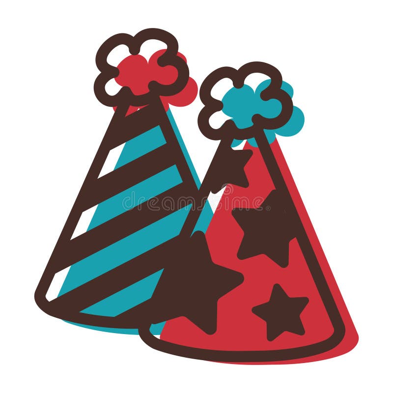 Party Hats with Stars Icon. Vector Stock Vector - Illustration of party ...