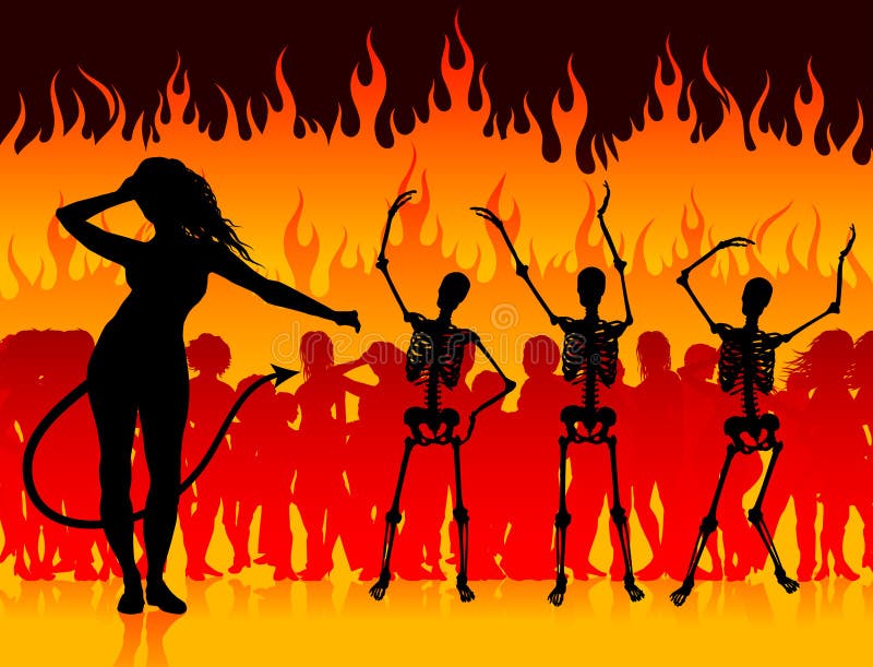Devil Man and Woman Dancing in Hell Stock Illustration - Illustration ...
