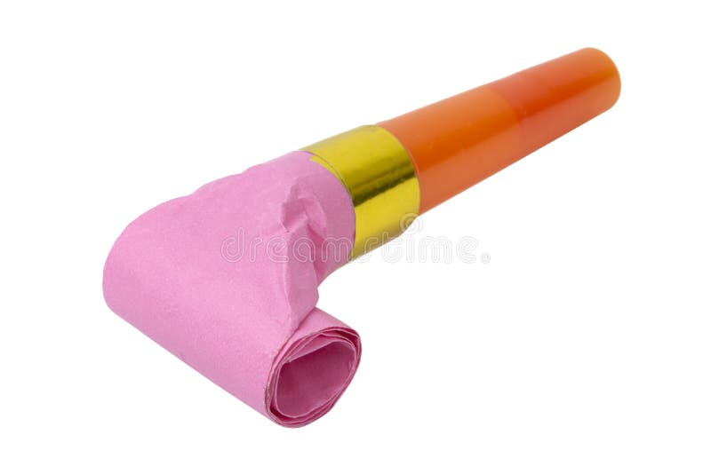 Party Horn Blowout in Dots Isolated on the White Background Stock Photo ...