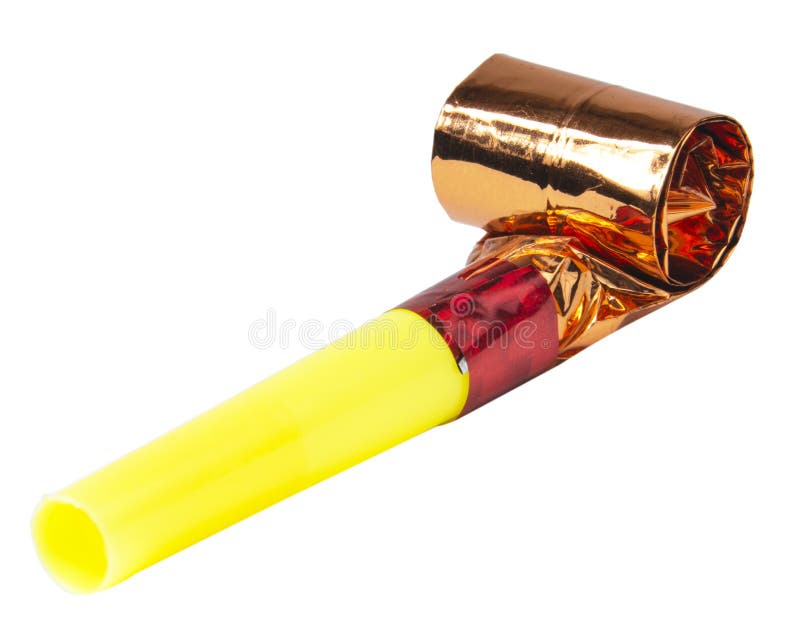 Party Blower Horn Noisemaker Rolled for Birthday Isolated on the White ...