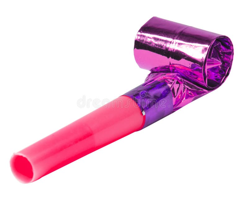 Party Horn Blowout in Dots Isolated on the White Background Stock Photo ...