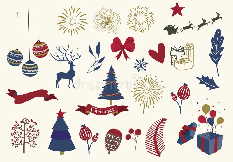 Party Icon Collection with Firework,tree,ribbon.Vector Illustration for ...