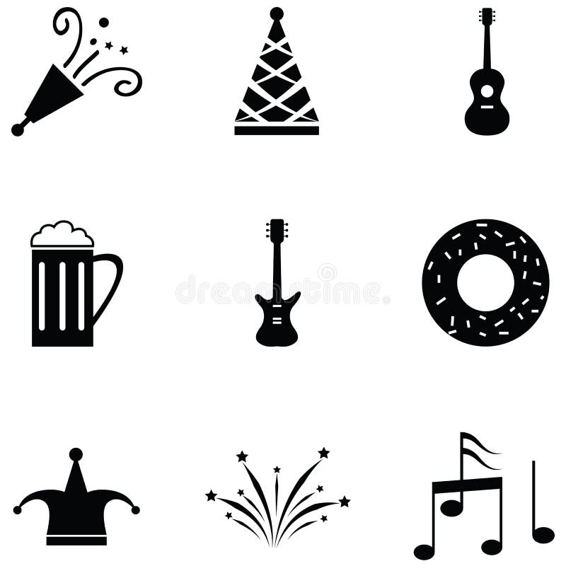 Party icon set stock vector. Illustration of happy, champagne - 120569780