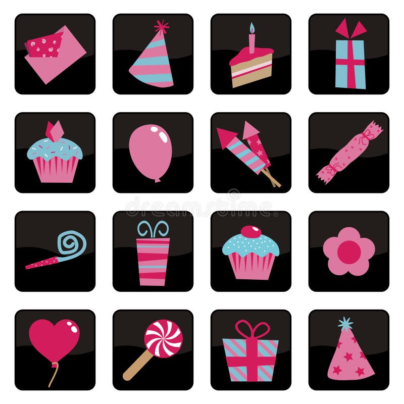 Party icons stock vector. Illustration of ribbon, cracker - 14355939