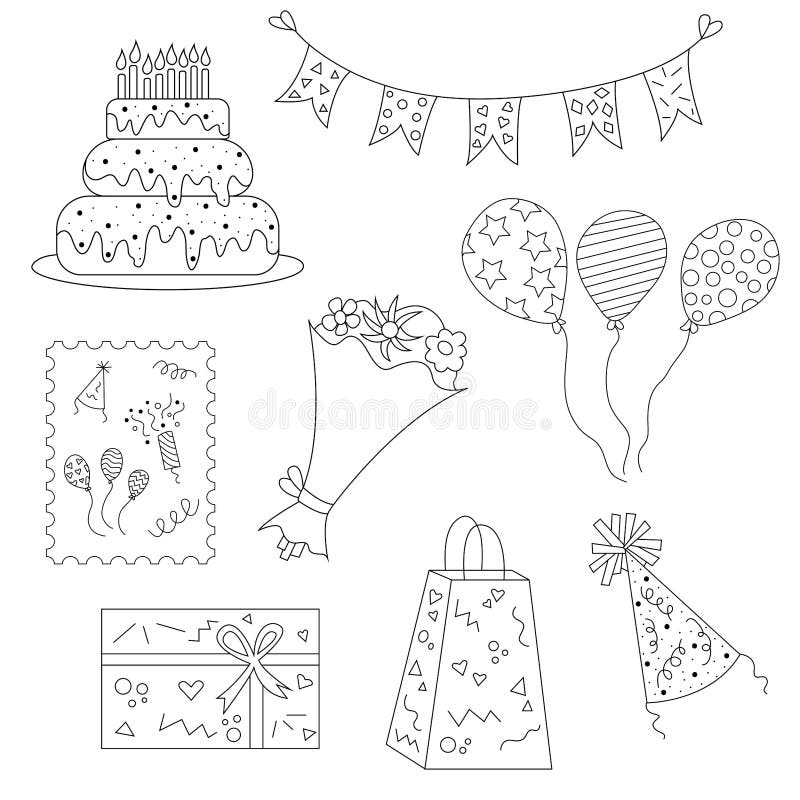 Party Icons and Celebration Icons with White Background Stock ...