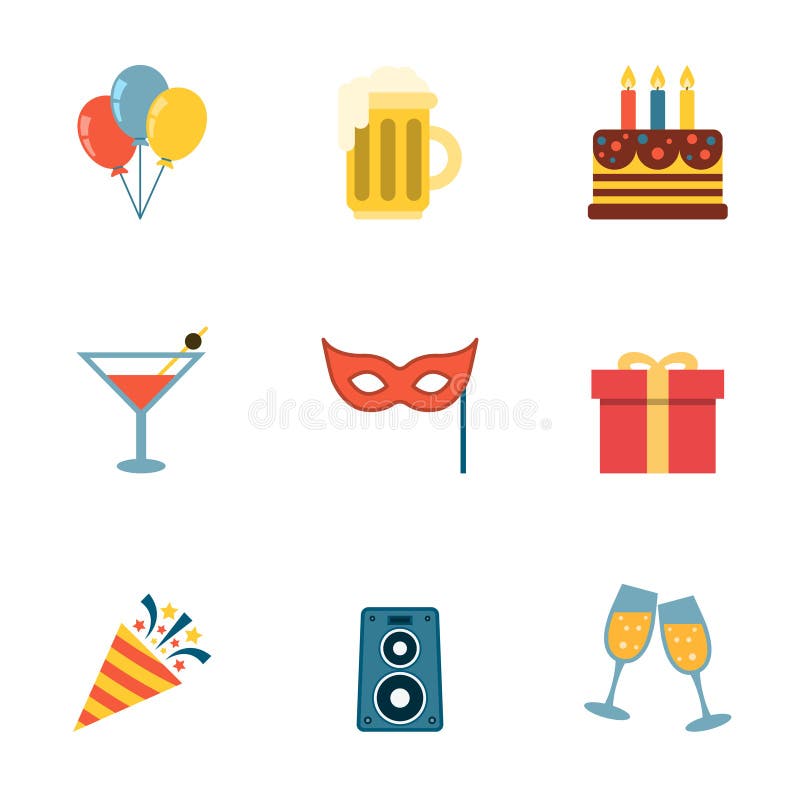 Party Icons Flat stock vector. Illustration of speaker - 66026554