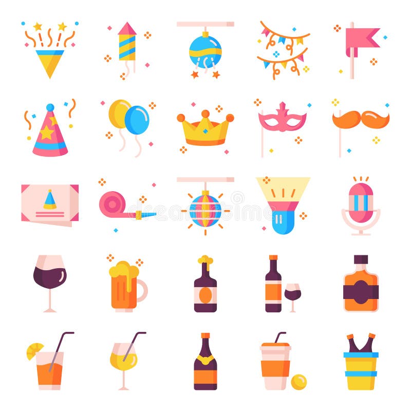 Party icons pack stock illustration. Illustration of party - 146988552