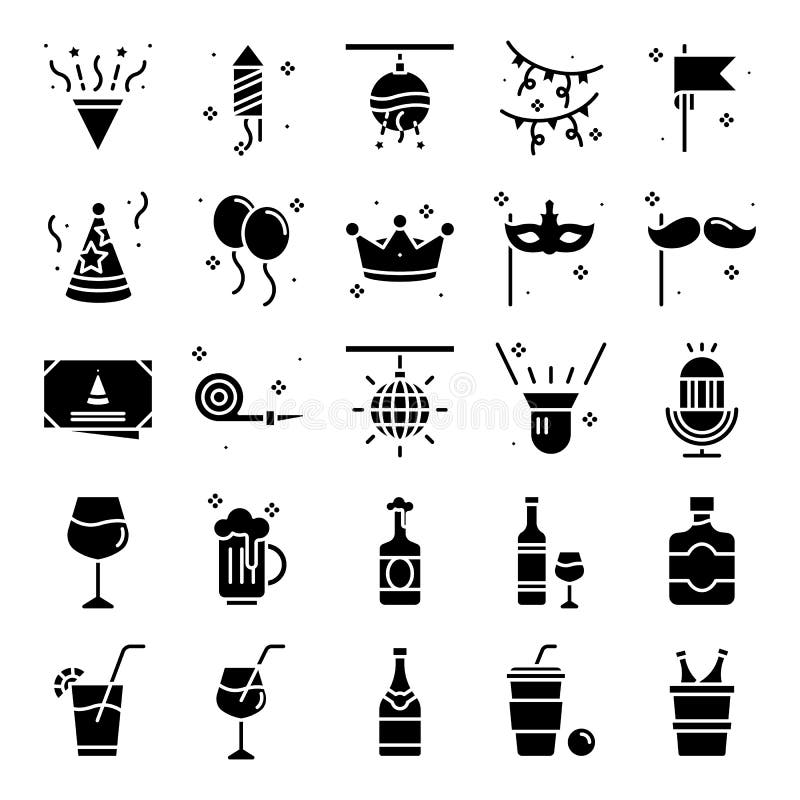 Party icons pack stock illustration. Illustration of party - 146988561